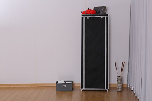 Homebi 10-Tier Shoe Rack 30 Pairs Shoe Tower Closet Shoes Storage Cabinet Portable Boot Organizer with Dustproof Non-Woven Fabric Cover and 10 Durable Shelves (Black) (Black)