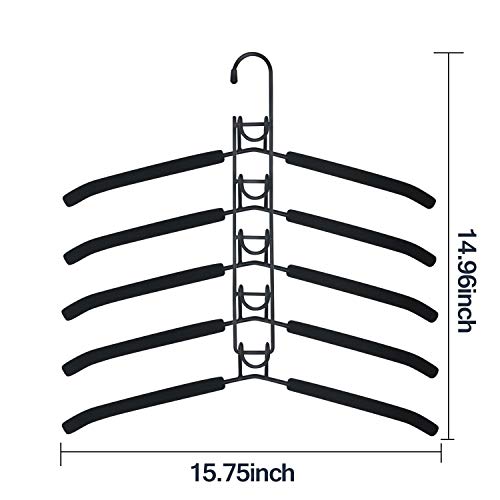 Esthesia Hangers 2 Pack 5 in 1 Multi Layer Hangers Non-Slip Eva Foam Padded Heavy Duty Thick Hanger Closet Storage Detachable Hanger for Suit Coat Shirt Skirt T-Shirt Pants(Space Saver)