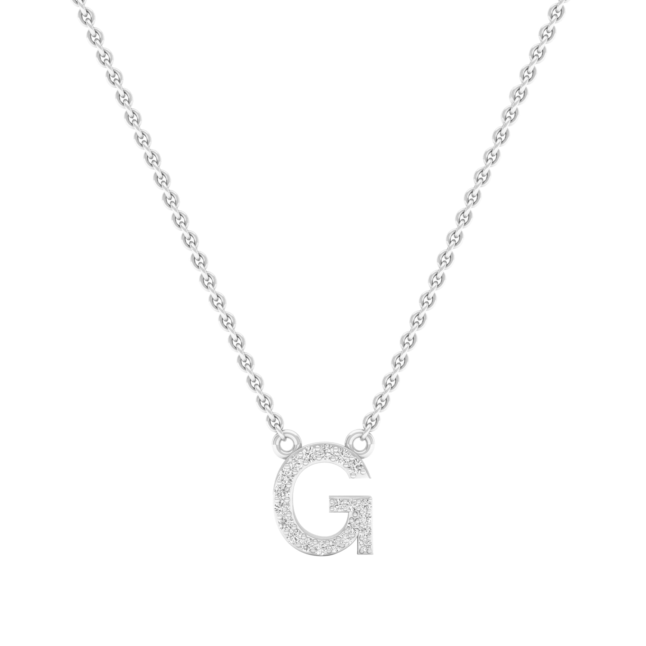 Dazzlingrock Collection 0.12 Cttw Round White Diamond Uppercase Initial 'G' Pendant Necklace with 18 inch Silver Chain for Women in 14K Solid White Gold