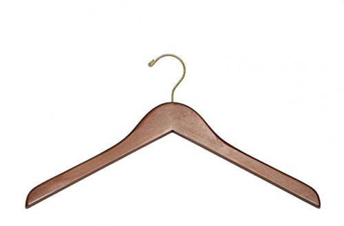 NAHANCO 8317GH Flat Top Hanger with Walnut Finish (No Notches), Gold Hook, 17" (Pack of 100)