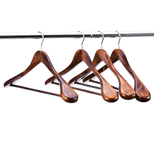 RoyalHanger Coat Hangers 6-Pack, Suit Hangers Wooden Hangers Extra Wide Shoulder for Heavy Coat, Sweater Pant,Retro Finish