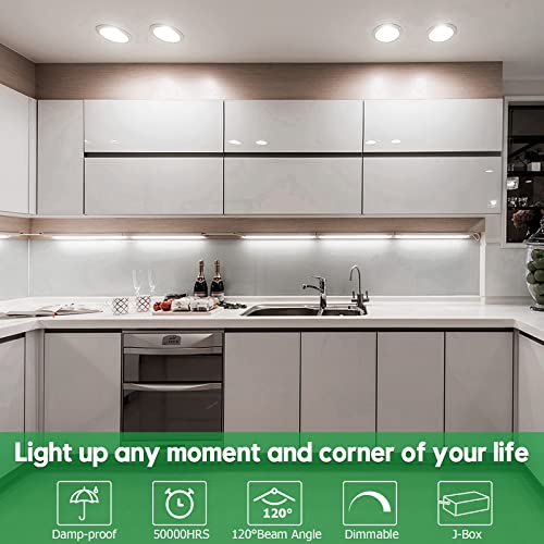 TDLOL 12 Pack Recessed Lighting 6 Inch with Junction Box, 12W 120W Eqv Recessed Lighting, LED Ceiling Light, Dimmable Can Lights, 5000K Daylight White 1050LM High Brightness Recessed Lights - ETL
