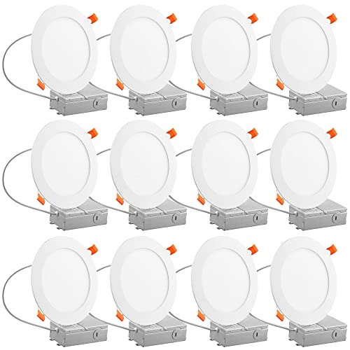TDLOL 12 Pack Recessed Lighting 6 Inch with Junction Box, 12W 120W Eqv Recessed Lighting, LED Ceiling Light, Dimmable Can Lights, 5000K Daylight White 1050LM High Brightness Recessed Lights - ETL
