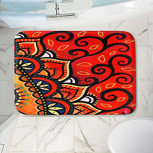 Dia Noche Memory Foam Bathroom or Kitchen Mats by Ann Marie Cheung - Red Sunburst