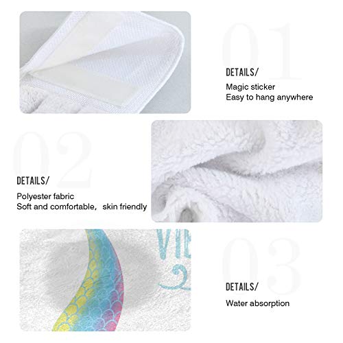 Alaza 2 Pcs Kitchen Towel, Cartoon Style Cute Mermaid Tail Absorbent Towel Hanging Towel Hand Towel