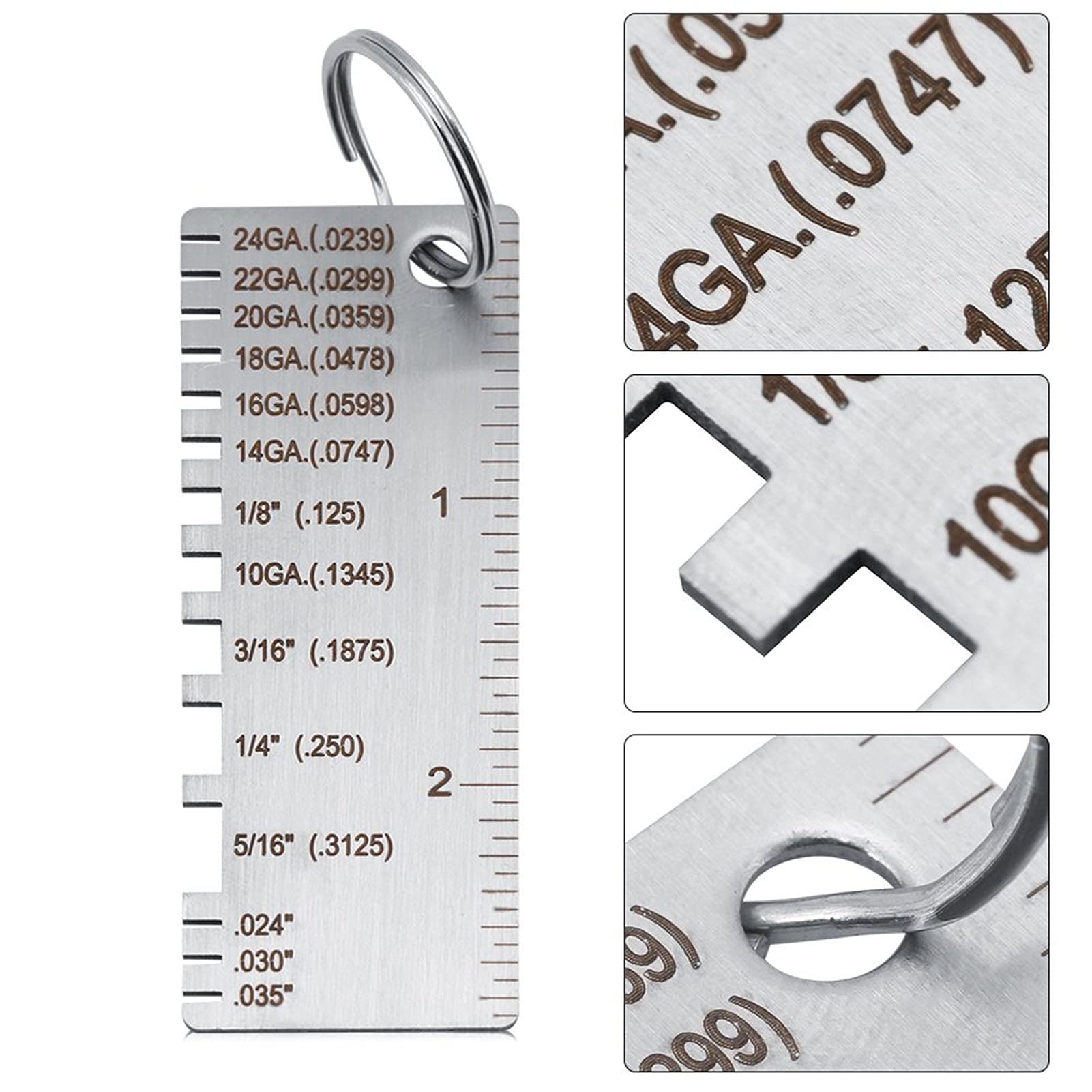 Wire/Metal Sheet Thickness Gauge 14 16 18 20 22 24 Wire Gauge Thickness Size Inspection Tool Welding Gauge,Stainless Steel