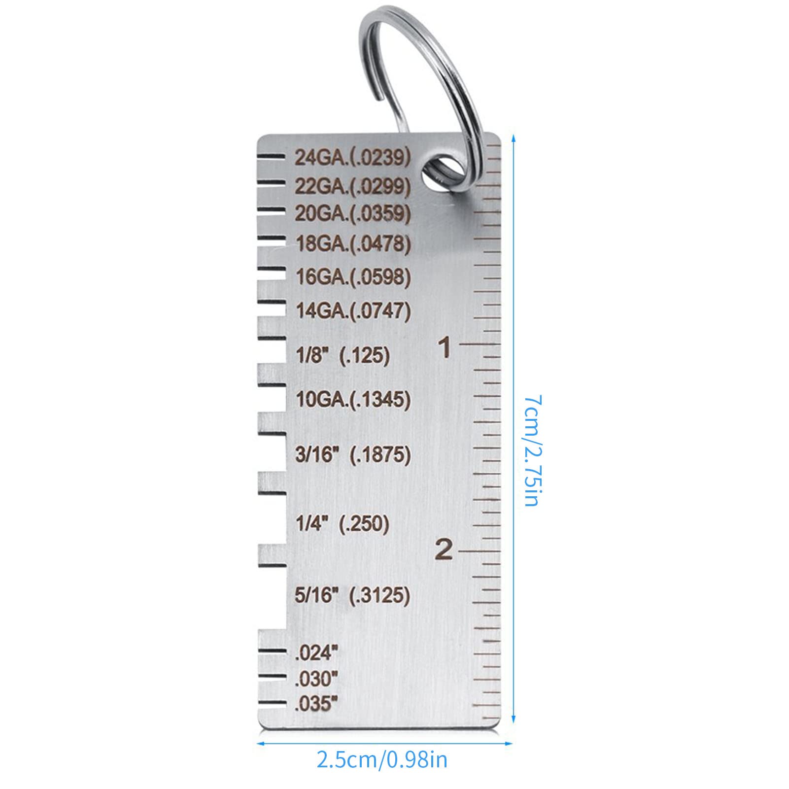 Wire/Metal Sheet Thickness Gauge 14 16 18 20 22 24 Wire Gauge Thickness Size Inspection Tool Welding Gauge,Stainless Steel