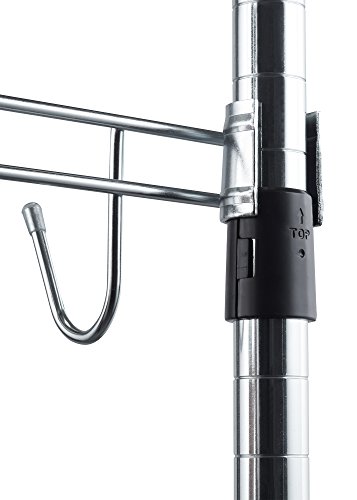 TRINITY EcoStorage Rolling Garment Rack with Shelves Hooks for Clothing Storage for Bedroom, Closet Organization, Entryway, and More, Chrome, 48β W x 18β D x 75.7β H