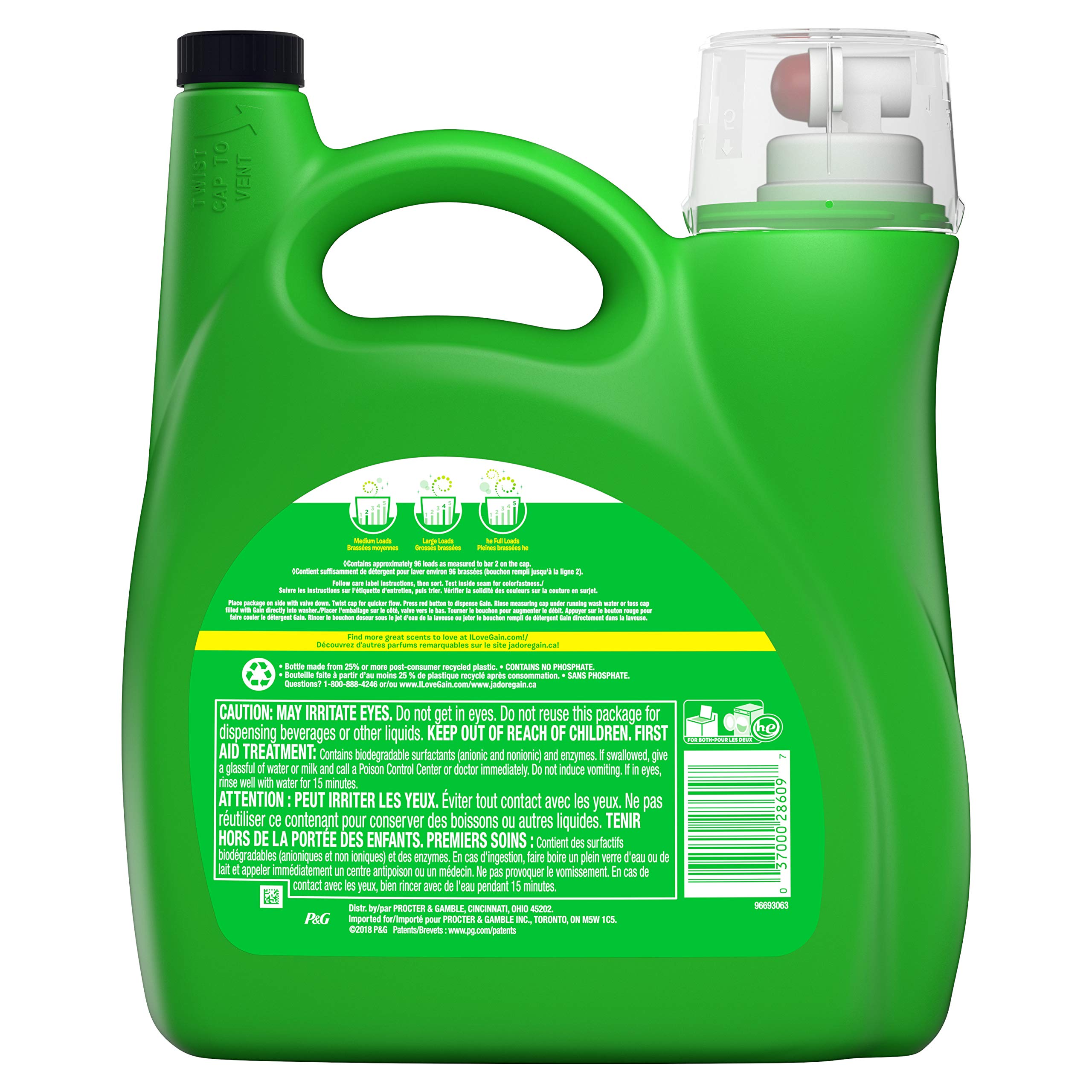 Gain + Aroma Boost Liquid Laundry Detergent, Lavender, 96 Loads 150 fl oz