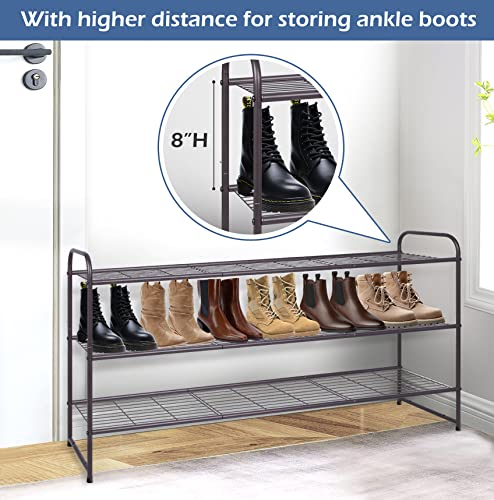 KEETDY Long 3 Tier Shoe Rack for Closet and 28 Clear Pockets Door Shoe Organizer