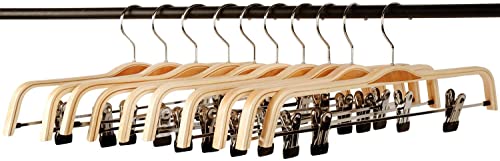 Koobay Hanger Coat Pants Hangers, 30Pack 14" Zara Style Trousers Wooden Clothes Display with Adjustable Clips