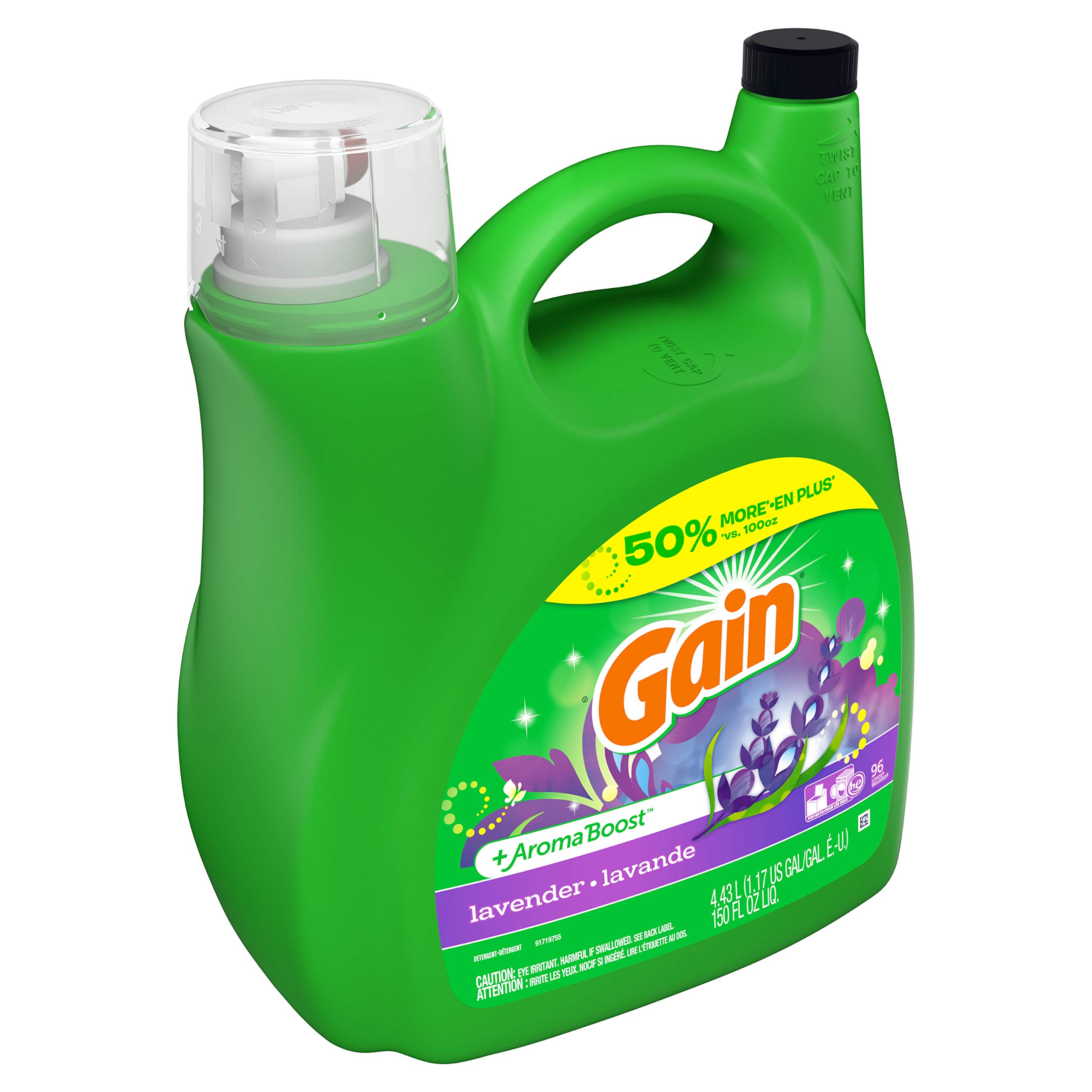 Gain + Aroma Boost Liquid Laundry Detergent, Lavender, 96 Loads 150 fl oz
