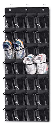 KEETDY Long 3 Tier Shoe Rack for Closet and 28 Clear Pockets Door Shoe Organizer