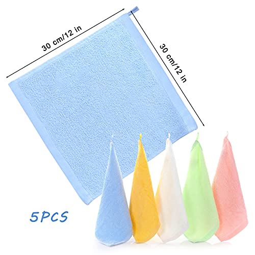 Towel with Hanging Loop, Hanging Hand Towels, 5 Pieces of Bamboo Towels, Soft and Strong Absorbent Kids Bathroom Towels, Suitable for Baby Care, Kitchen Scrubbing