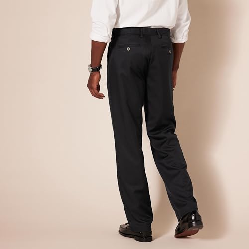 Amazon Essentials Men's Classic-Fit Expandable-Waist Flat-Front Dress Pant, Black, 40W x 30L