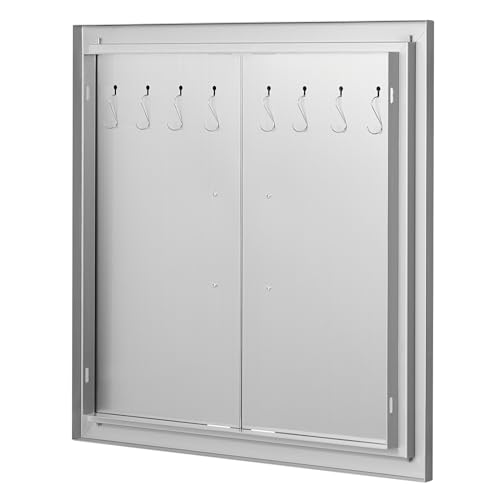 VEVOR BBQ Access Door 24W x 24H Inch, Grill Door Double Door Brushed Stainless Steel, Outdoor Kitchen Doors for BBQ Island Grilling Station