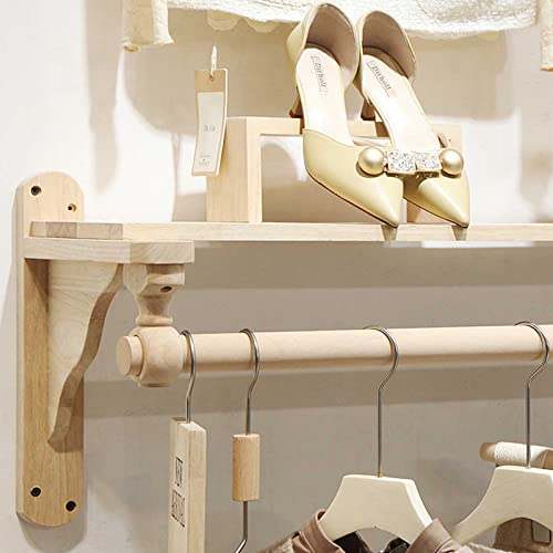 Wooden Hanging Rails for Clothes, Wall Hangers Display Rack Heavy Duty Clothing Rack Garment Shelf for Retail Store