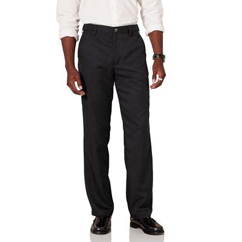 Amazon Essentials Men's Classic-Fit Expandable-Waist Flat-Front Dress Pant, Black, 40W x 30L