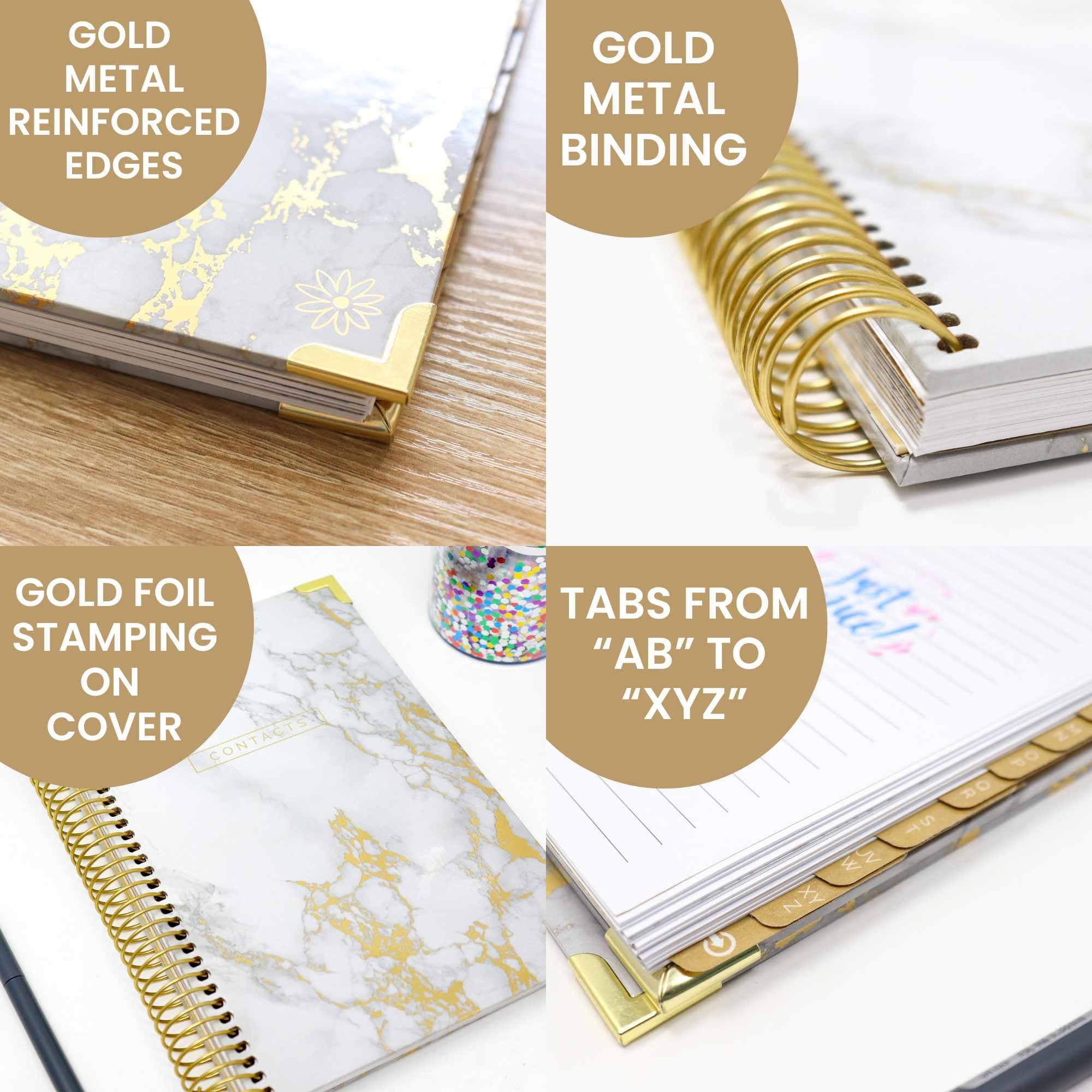 bloom daily planners New Address Book with Alphabetical Tabs - Hardcover Contact Book & Password Book Organizer for Addresses, Phone Numbers, Birthdays & Anniversaries (6β x 8.25β) - Marble