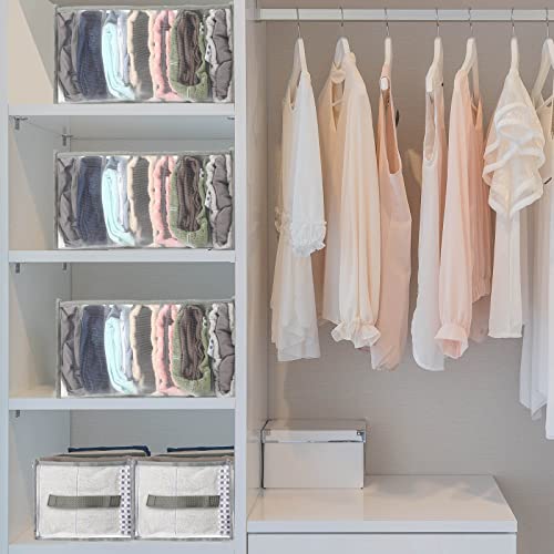 10 Pcs Extra Large Wardrobe Clothes Organizer with Handle, 7 Grid 15.7 x 11.1 x 8.7 Inch Foldable Mesh Clothes Storage Organizer for Closet, Clothes Storage Box for Jeans Pants T-shirts Leggings Bras