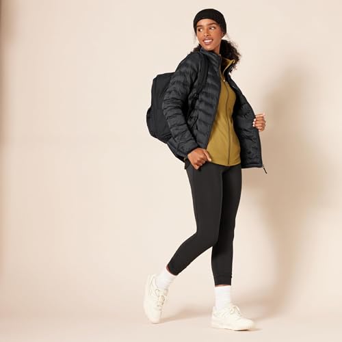 Amazon Essentials Women's Lightweight Long-Sleeve Water-Resistant Packable Puffer Jacket (Available in Plus Size), Black, Medium