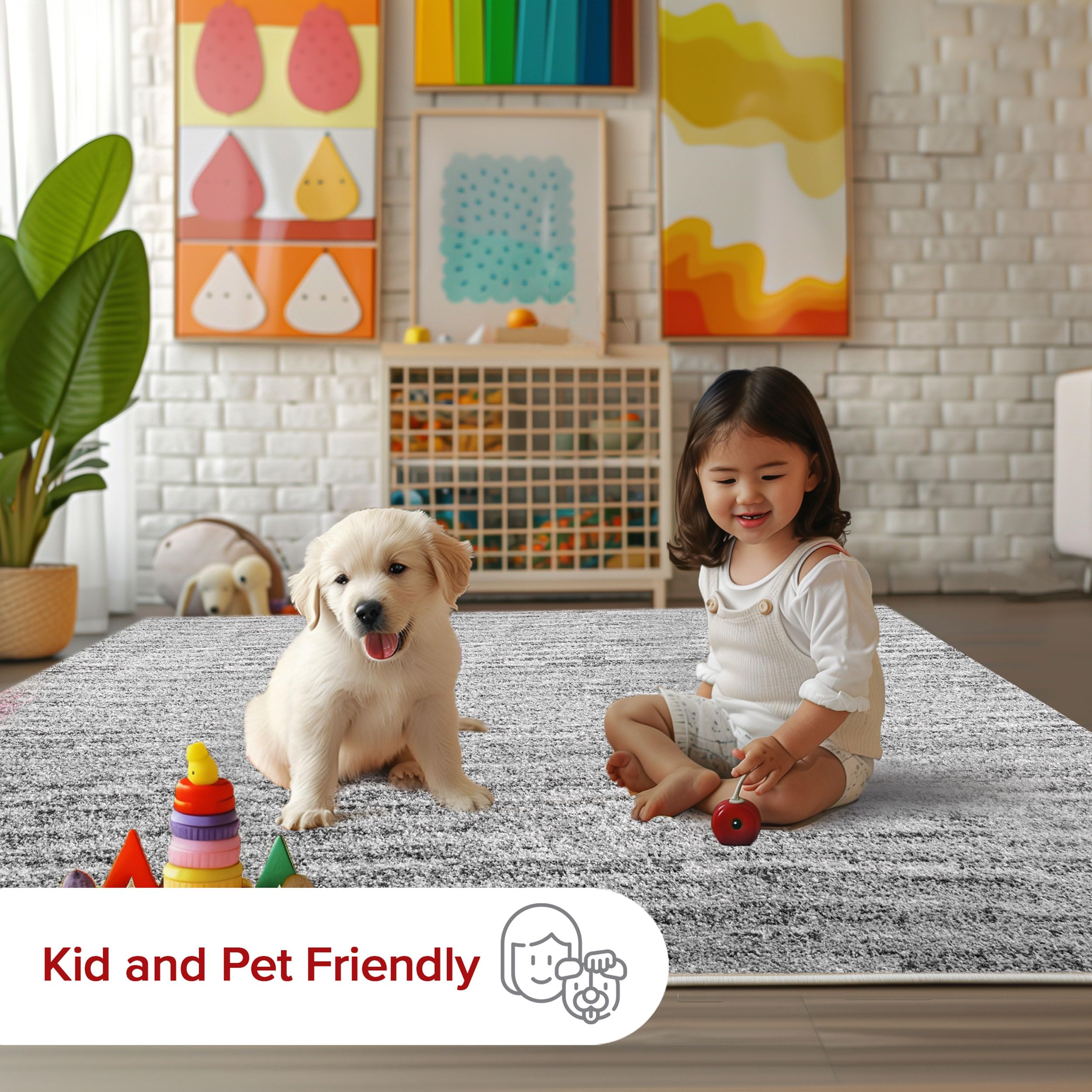 nuLOOM 2' x 12' Performance Indoor Area Rug, Non-Shed, Power Loomed High-Traffic Area Rug for Living Room, Bedroom, Home, Sherill Grey