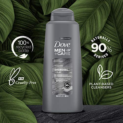 Dove Men+Care Shampoo For Healthy-Looking Hair Charcoal + Clay Naturally Derived Plant Based Cleansers 20.4 oz