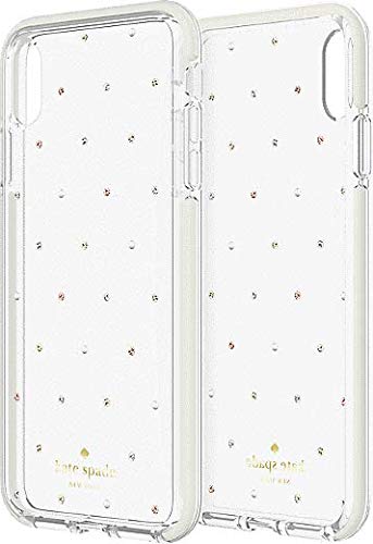 Kate Spade Defensive Hardshell Case for Apple iPhone XS Max - Plastic, Slim Fit, Clear/Pin Dot Gems (KSIPH-106-PDGPC)