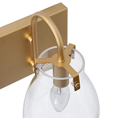 KSANA 3-Light Modern Vanity Light Fixture, Brass Bathroom Lighting with Clear Glass Shades, 22β L