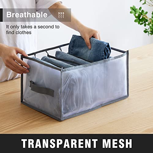 TECHMILLY Clothes Drawer Organizer for Jeans, 5 & 7 Grids Closet Pants Organizers, Wardrobe Storage Baskets for Jeans, Shirts, Sweaters