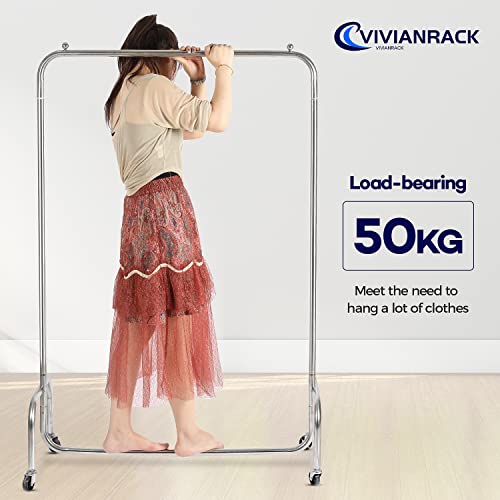 Vivianrack Clothes Garment Rack Heavy Duty Maximum Capacity 300 lb for Hanging Clothes Rack, Metal Clothing Garment Rack on Wheels with Brakes