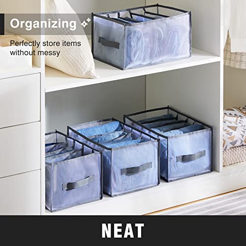 TECHMILLY Clothes Drawer Organizer for Jeans, 5 & 7 Grids Closet Pants Organizers, Wardrobe Storage Baskets for Jeans, Shirts, Sweaters