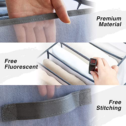 TECHMILLY Clothes Drawer Organizer for Jeans, 5 & 7 Grids Closet Pants Organizers, Wardrobe Storage Baskets for Jeans, Shirts, Sweaters