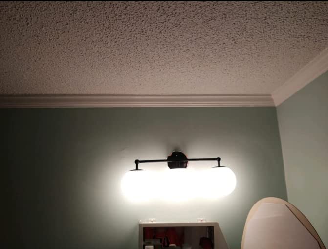 OUVR 3-Light Black Bathroom Light Fitures Mid Century Modern Vanity Light Black Milky Glass Ball Wall Light for Bathroom(Matte Black, 3-Light)