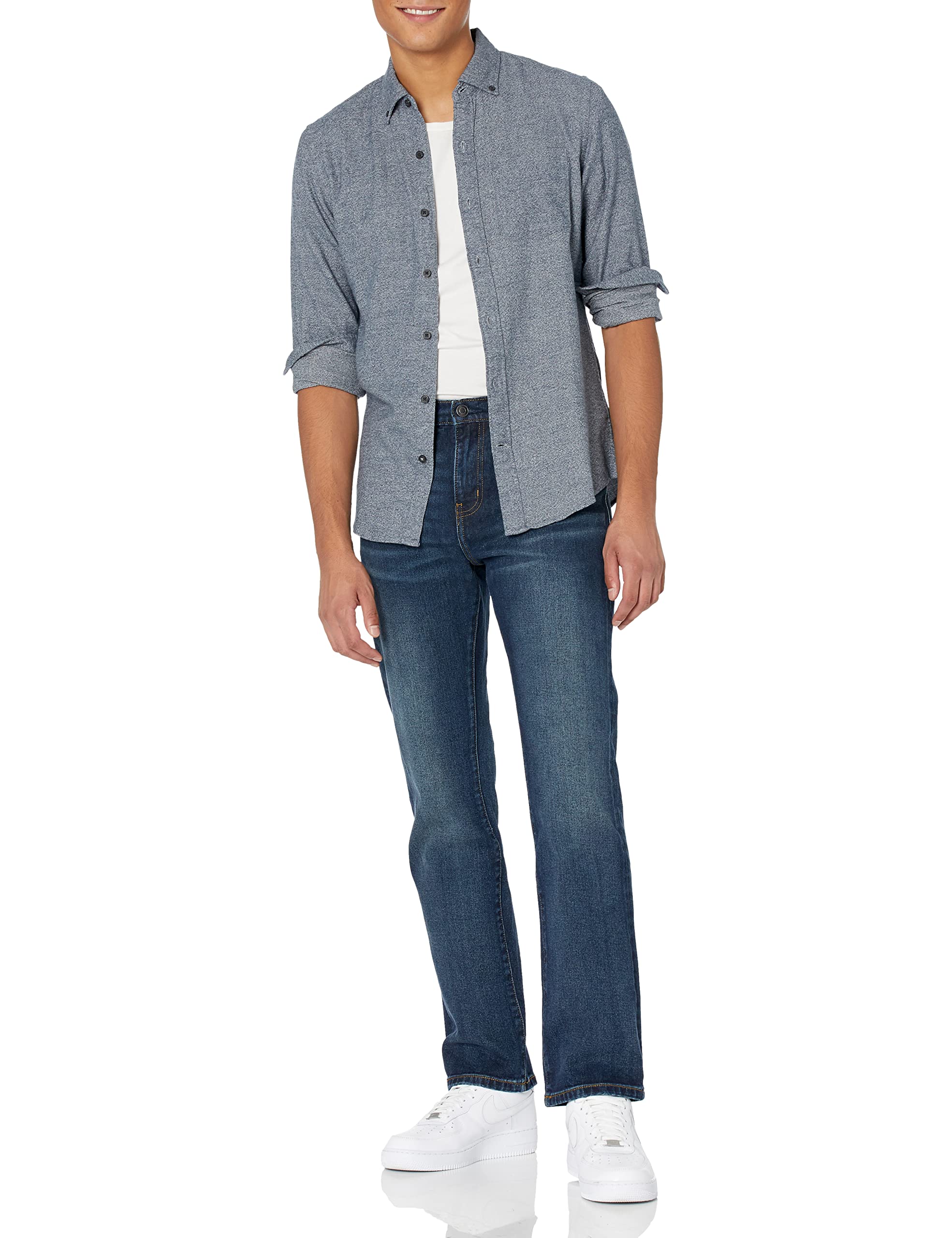 Amazon Essentials Jeans for Men Straight Fit, Bootcut, 34W x 31L, Dark Wash