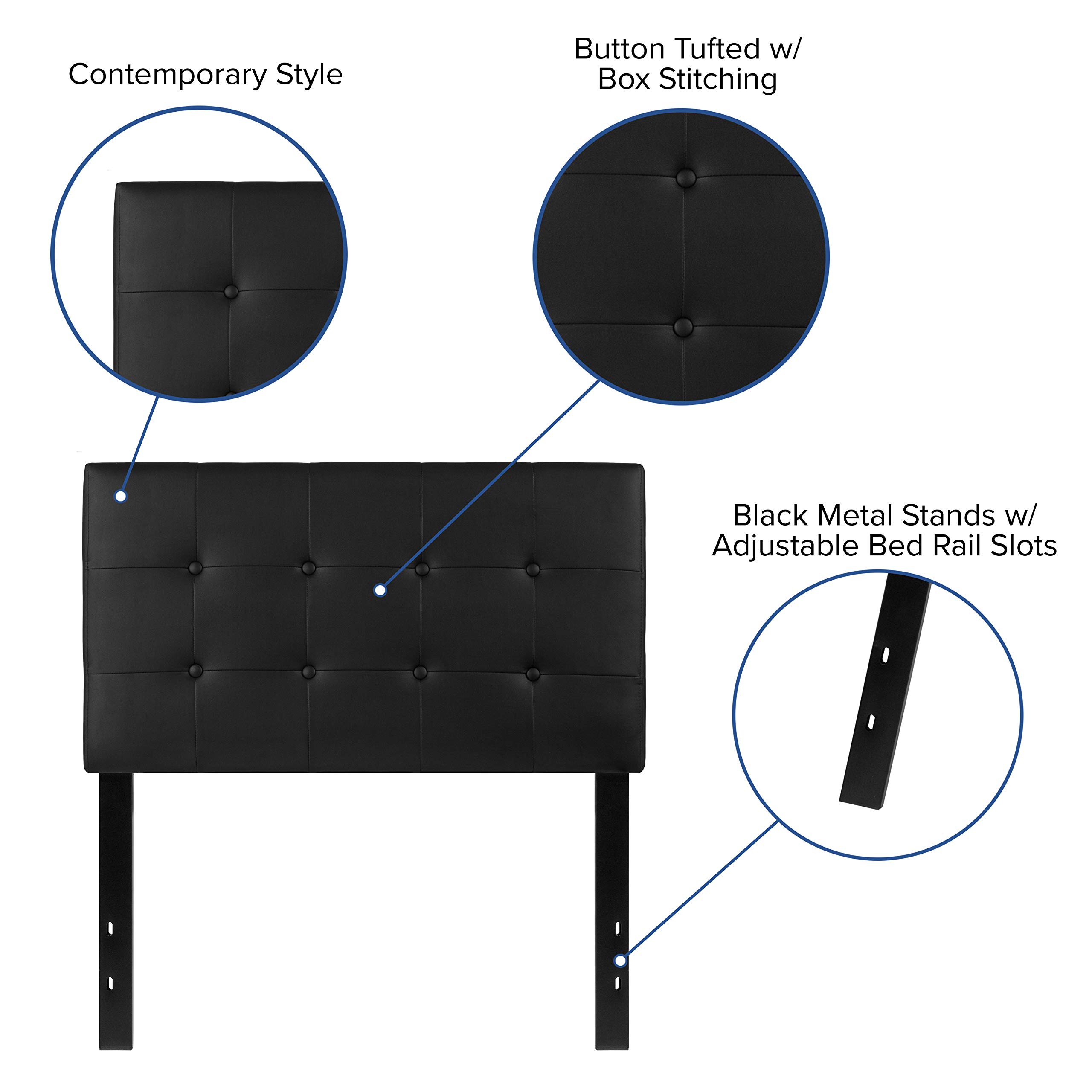 Flash Furniture Lennox Tufted Upholstered Twin Size Headboard in Black Vinyl