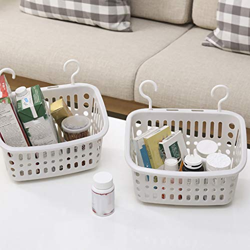 *m·kvfa* Plastic Hanging Shower Basket With Hook For Bathroom Kitchen, Pantry, Bathroom, Dorm Room, Office Storage Holder (C)