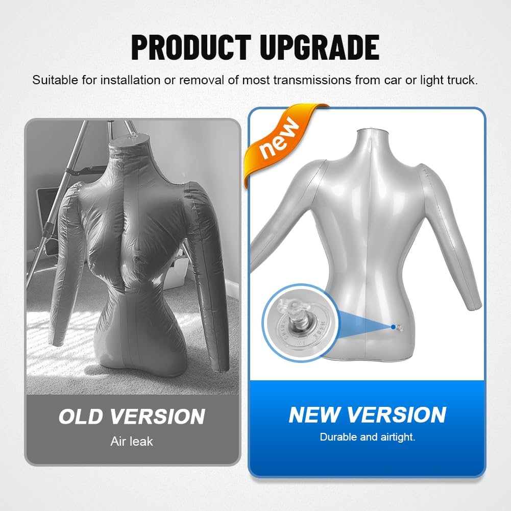 Newsmarts Inflatable Female Mannequin Half Body with Arms Torso Top Shirt Form Display Dummy Model
