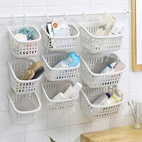 *m·kvfa* Plastic Hanging Shower Basket With Hook For Bathroom Kitchen, Pantry, Bathroom, Dorm Room, Office Storage Holder (C)