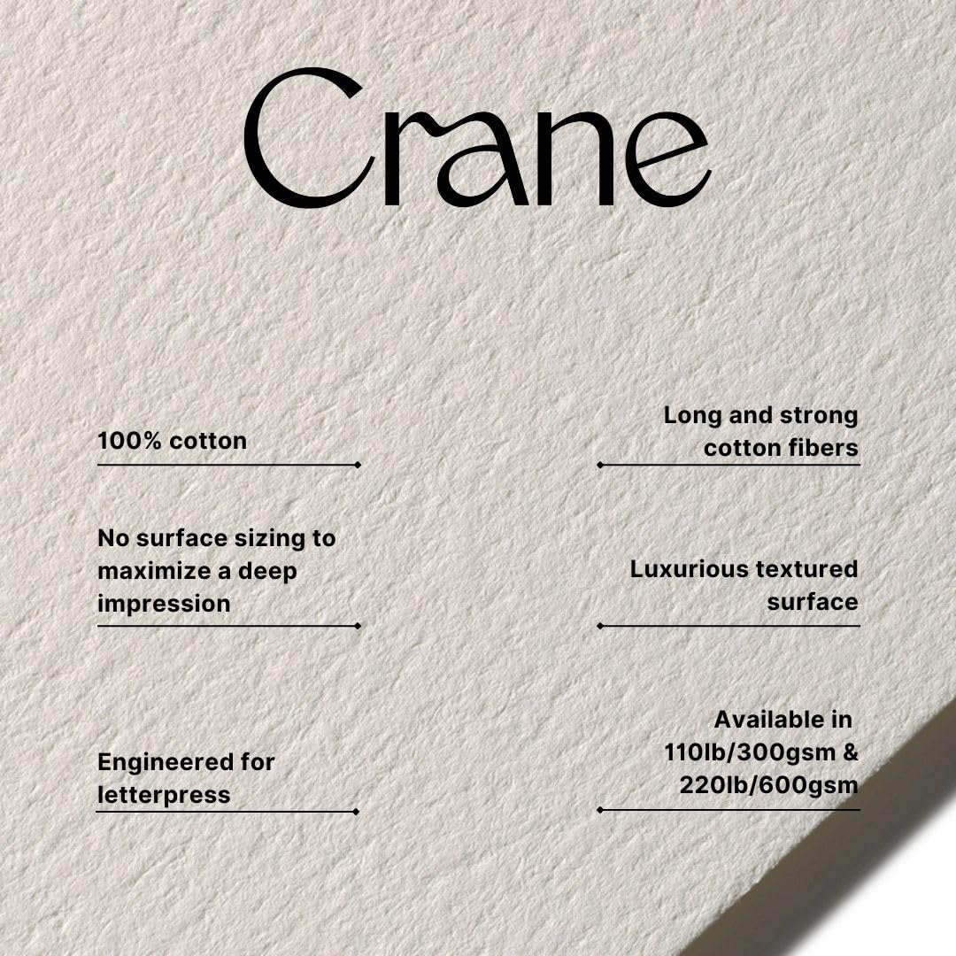 Crane's Lettra 100% Cotton Paper 300gsm/110lb, 200 Qty, 5.5x8.5 (A9), Pearl White