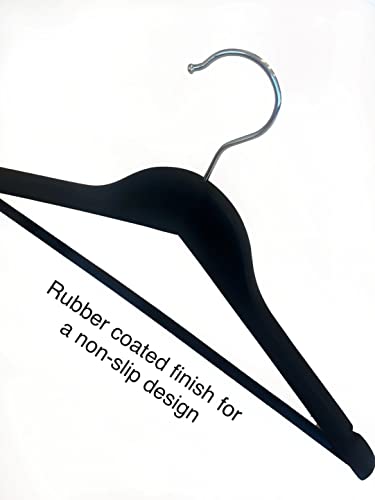 Isla Home High-Grade, Luxury Rubber Coated Hangers Non-Slip, Black, Ideal for Everyday Standard Use, 20-Pack, 17.5 X 0.5 X 9.6