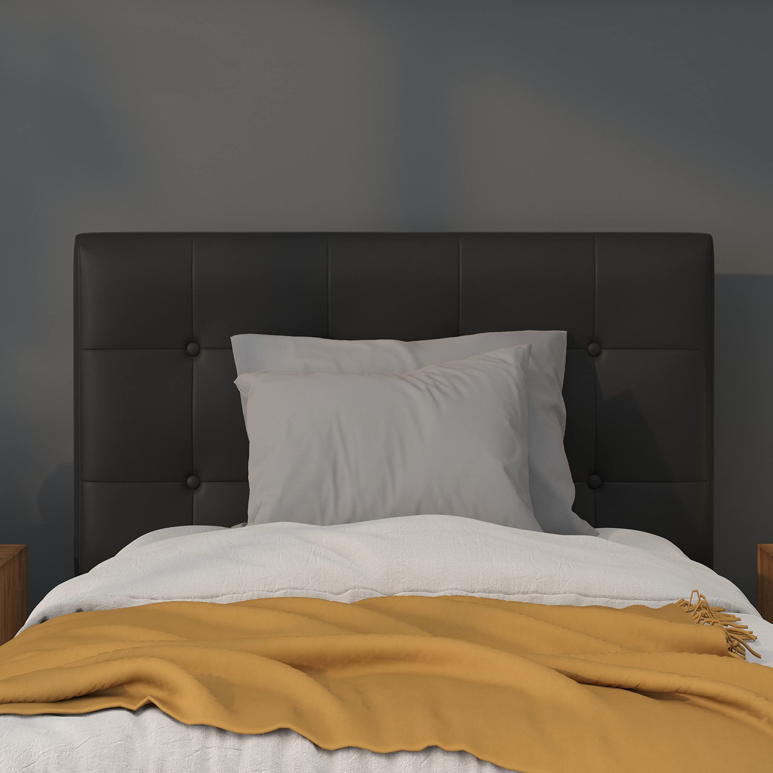 Flash Furniture Lennox Tufted Upholstered Twin Size Headboard in Black Vinyl