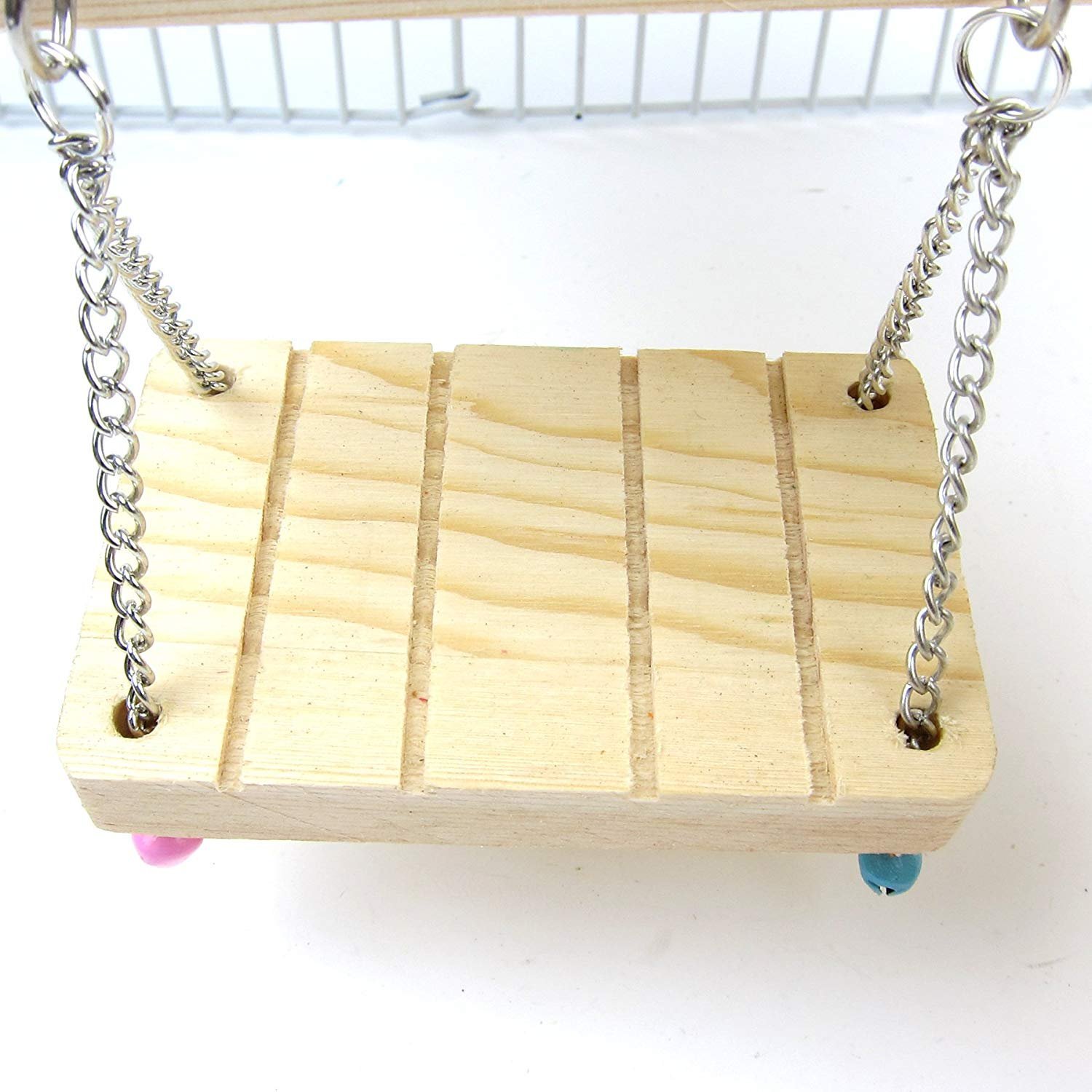 Wooden Platform Ladder Stand Swing Climbing Biting Toy for Mouse Chinchilla Rat Gerbil and Dwarf Hamster Climbing Toy (M)