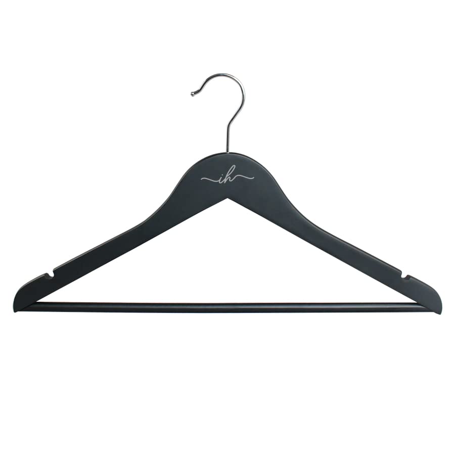 Isla Home High-Grade, Luxury Rubber Coated Hangers Non-Slip, Black, Ideal for Everyday Standard Use, 20-Pack, 17.5 X 0.5 X 9.6