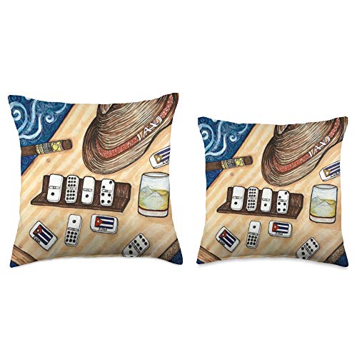 Cuba DD Co Cuba Mi Abuelo Dominos Cuban Cigar Artist Throw Pillow, 16x16, Multicolor