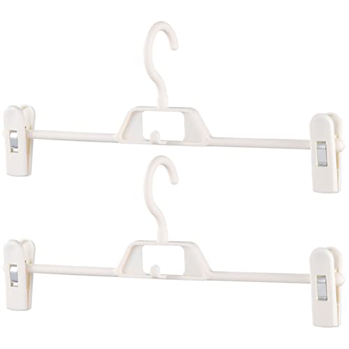 YARNOW Pants Hangers Plastic Trouser Clip Hangers, 10 Pack Adjustable Skirt Hangers with Clips, 360- Rotating Non- Slip Clip Hangers for Pant Skirt Jeans (13. 8 x 5. 7 Inch White) Clip Hangers