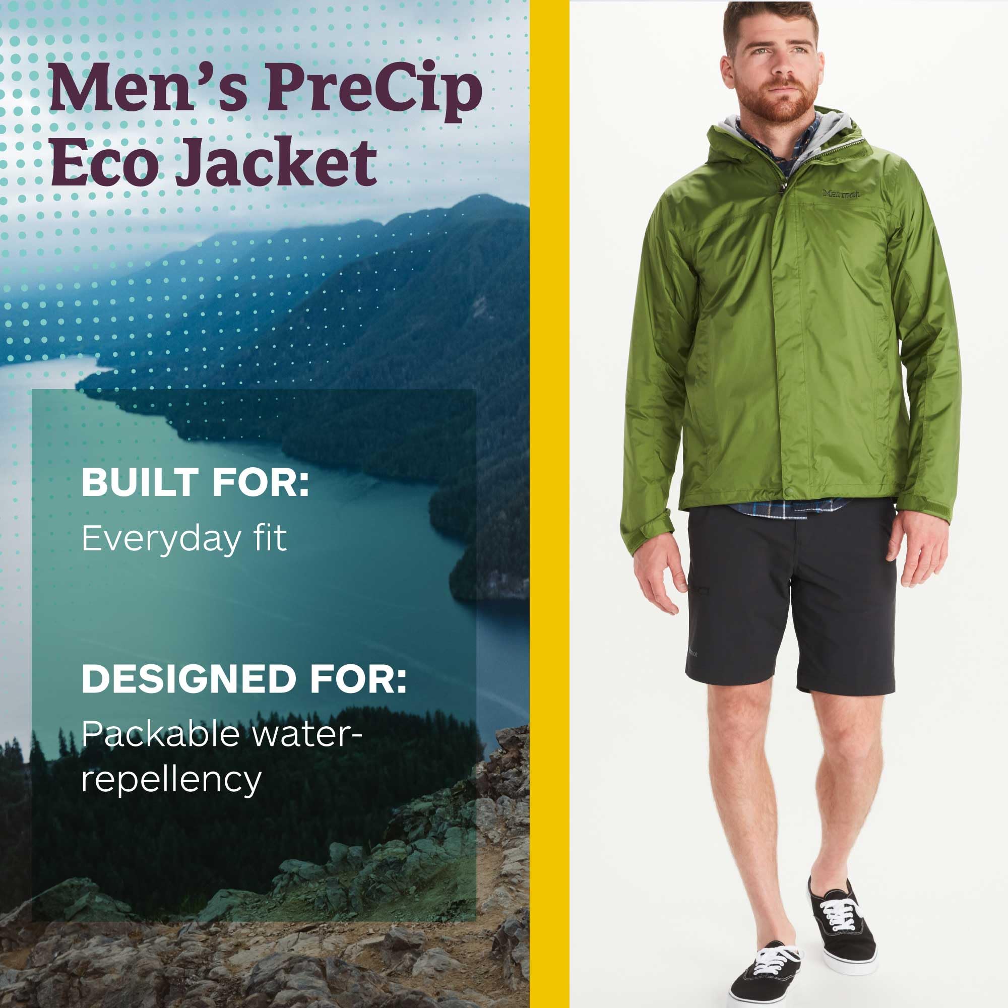 MARMOT Men's Precip Eco Jacket | Lightweight, Waterproof Jacket for Men, Ideal for Hiking, Jogging, and Camping, 100% Recycled Arctic Navy, Large