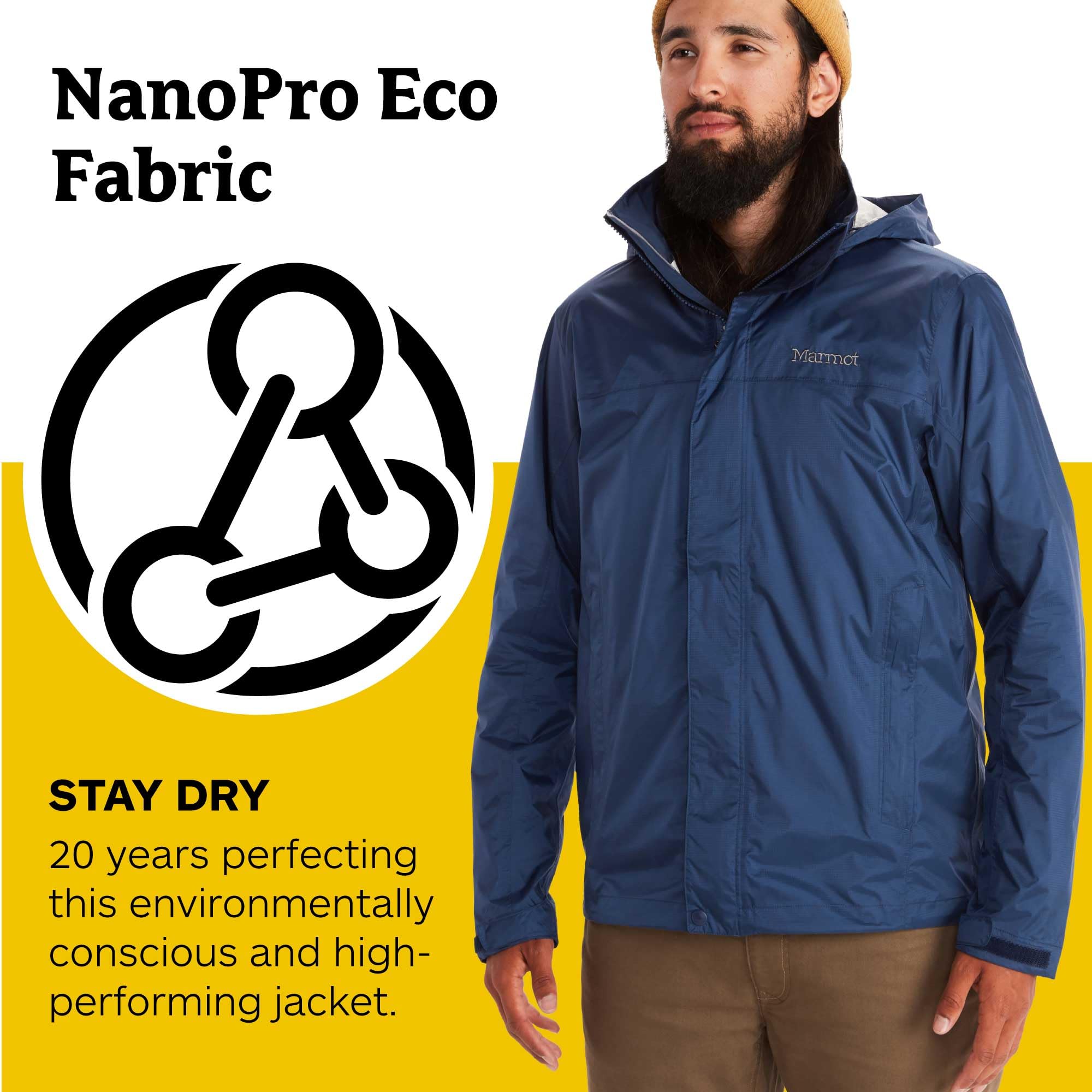 MARMOT Men's Precip Eco Jacket | Lightweight, Waterproof Jacket for Men, Ideal for Hiking, Jogging, and Camping, 100% Recycled Arctic Navy, Large