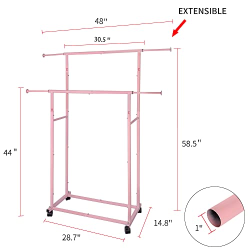 Fishat Pink Double Rod Garment Rack & Simple Garment Rack