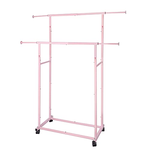 Fishat Pink Double Rod Garment Rack & Simple Garment Rack